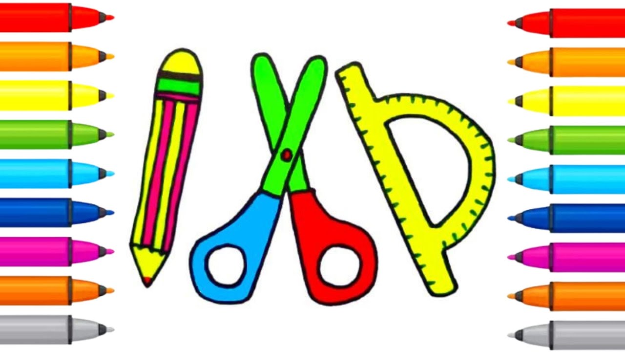 How to Draw learning and coloring Tools for Children - YouTube