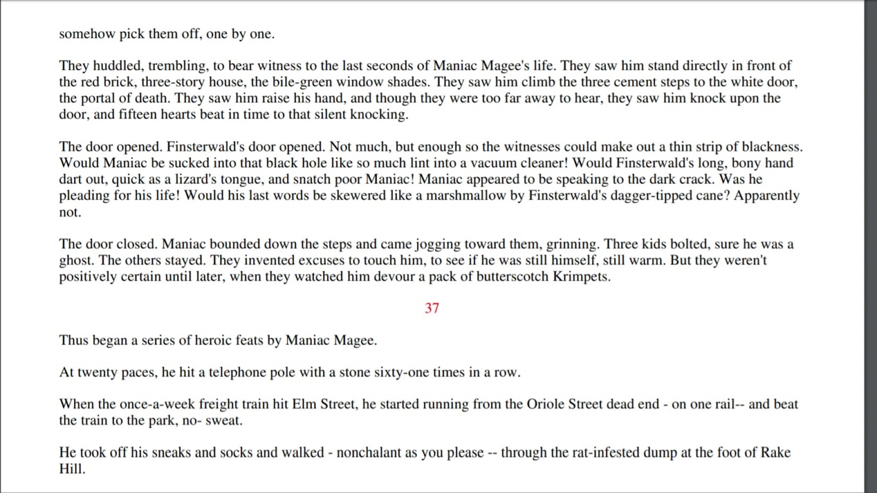 Maniac Magee Chapter 36 Part 2 - YouTube