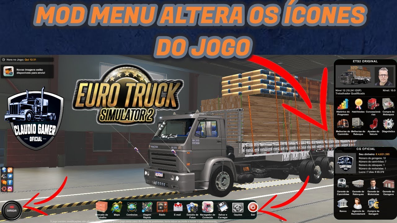 Download Mod Menu Altera Os Ícone Do Jogo Ets2 1.46 Via Steam - YouTube