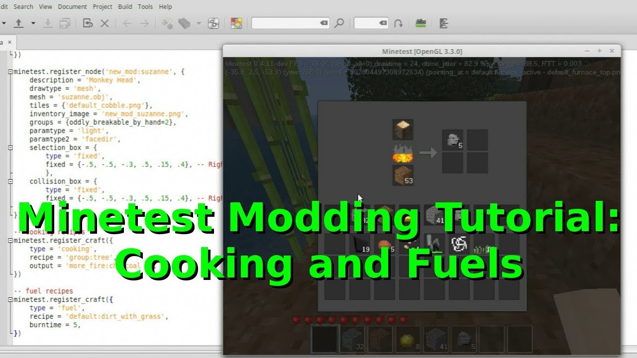 Minetest Modding-06 (Cooking and Fuel recipes) - YouTube