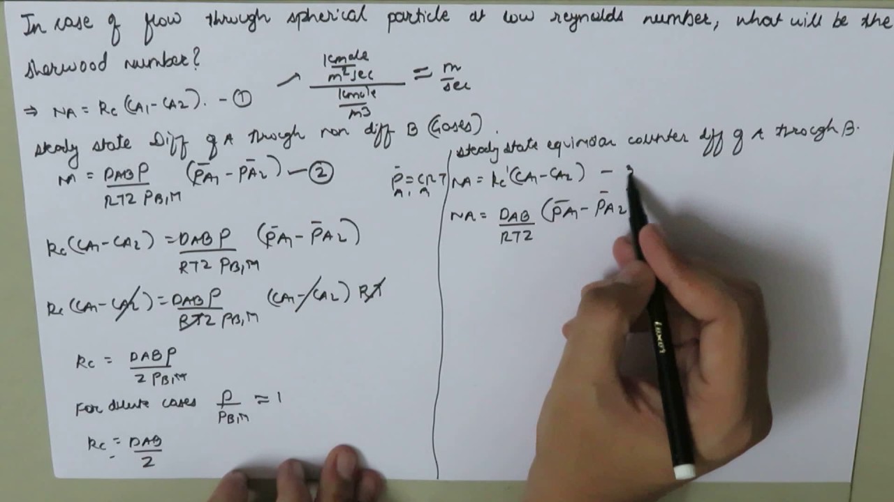 MASS TRANSFER Sherwood number at very low Reynolds number - YouTube