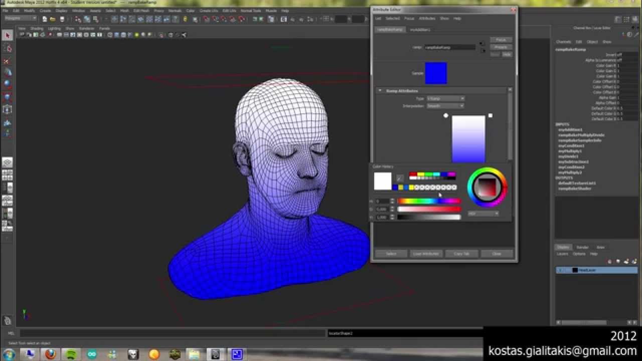 Creating a gradient texture in Maya with MEL script - YouTube