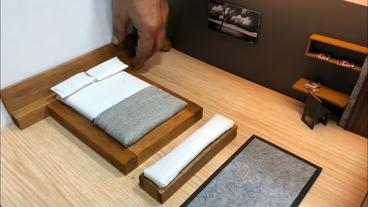 Making mini Bedroom modern wooden Furniture set | Realistic Miniature ...