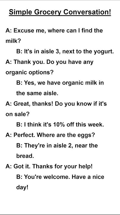🛒 Simple Grocery Conversation! 🥛🍞 - YouTube