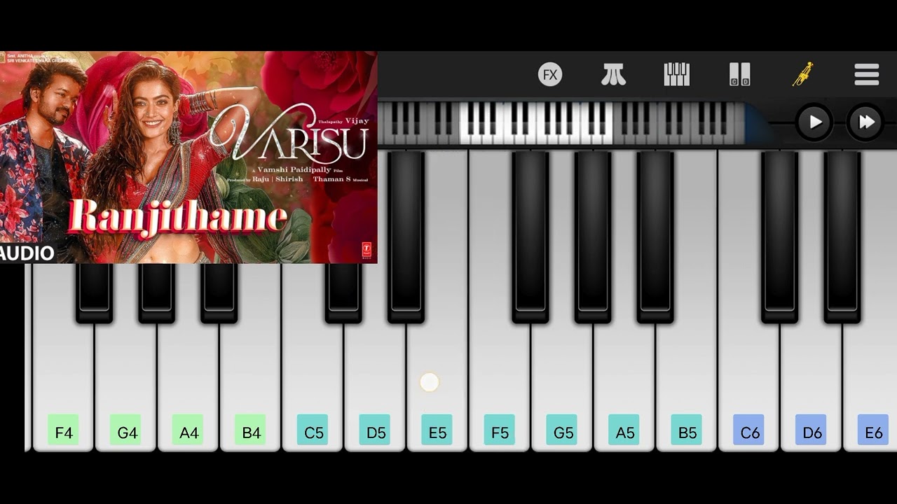 😎Varisu Ranjithame climax Fast theme keyboard cover notes😎 - YouTube