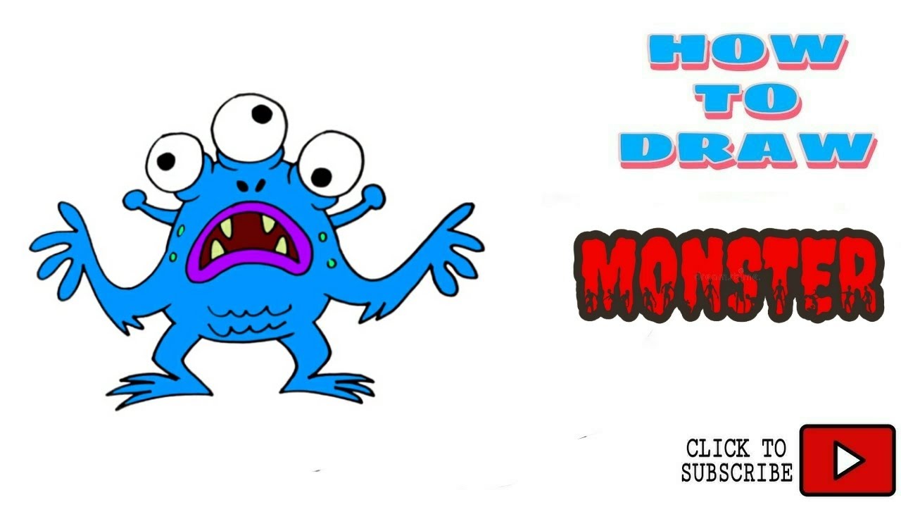 draw 3 eyed monster | how to draw 3 eye monster | 3 eyes monster - YouTube