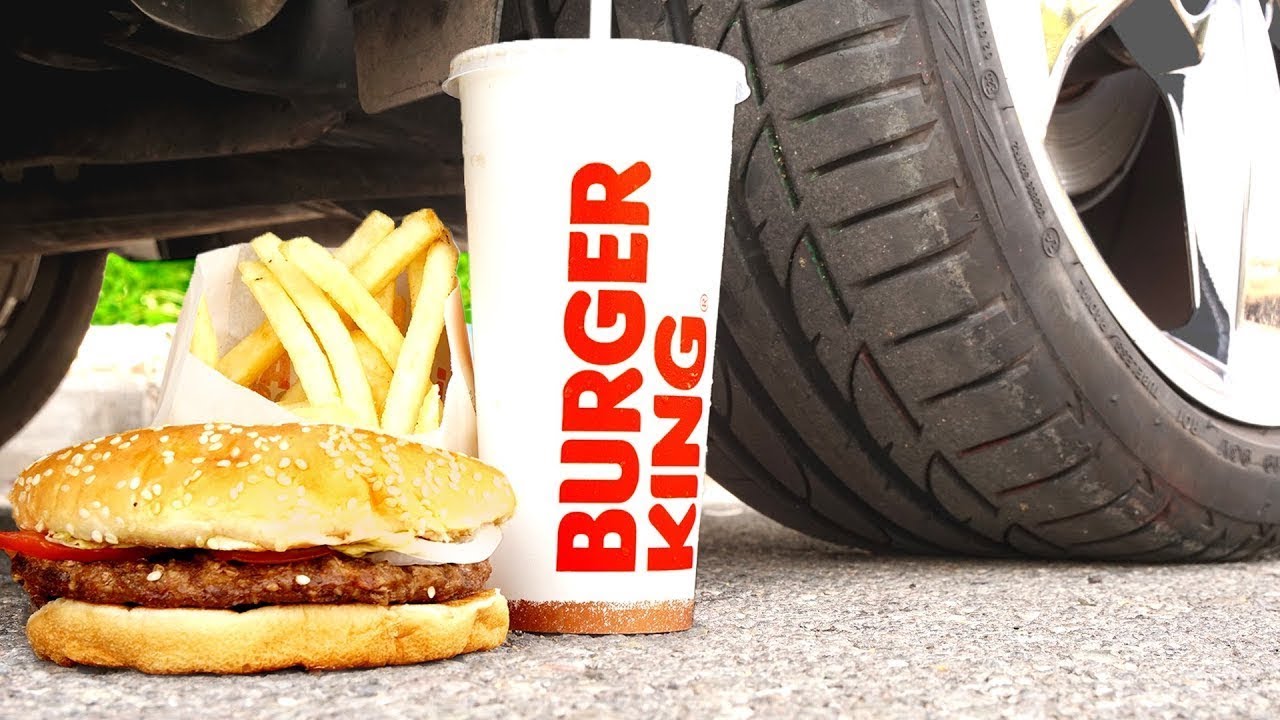 Crushing Crunchy & Soft Things by Car! - EXPERIMENT: BURGER VS CAR VS ...
