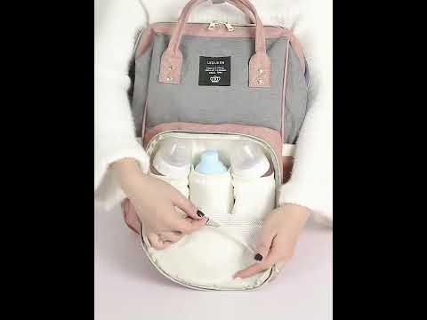 Рюкзак-сумка для мами LEQUEEN рожева - YouTube