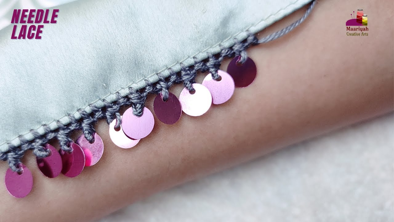 Needle Lace Using Simple Sequins & Cotton Hand Embroidery Thread ...