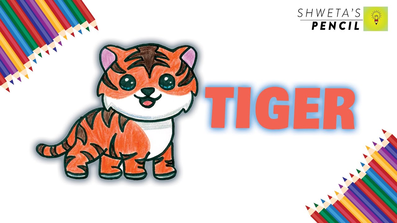 How to Draw Cute Tiger (National Animal - India) |Easy Step By Step ...