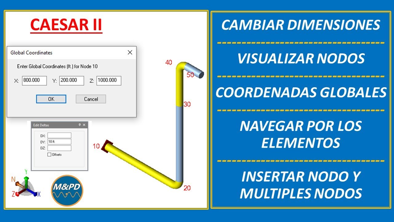 6. CAESAR II Stress Analysis: Como insertar Nodo, Múltiples Nodos y ...
