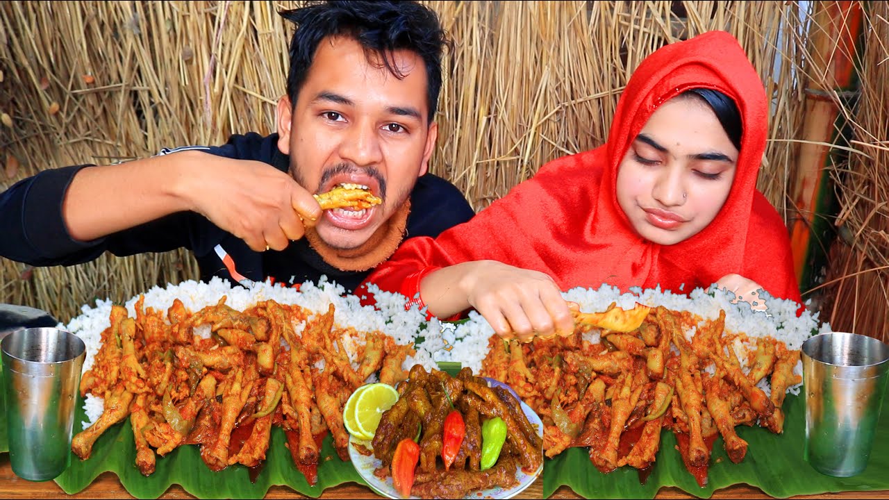 100P CHICKEN FEET EATING CHALLENGE || 2KG CHICKEN FEET CURRY EATING ...