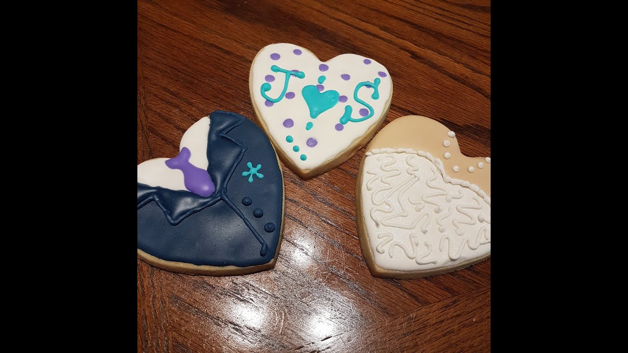 Wedding Sugar Cookies Heart Initials - YouTube