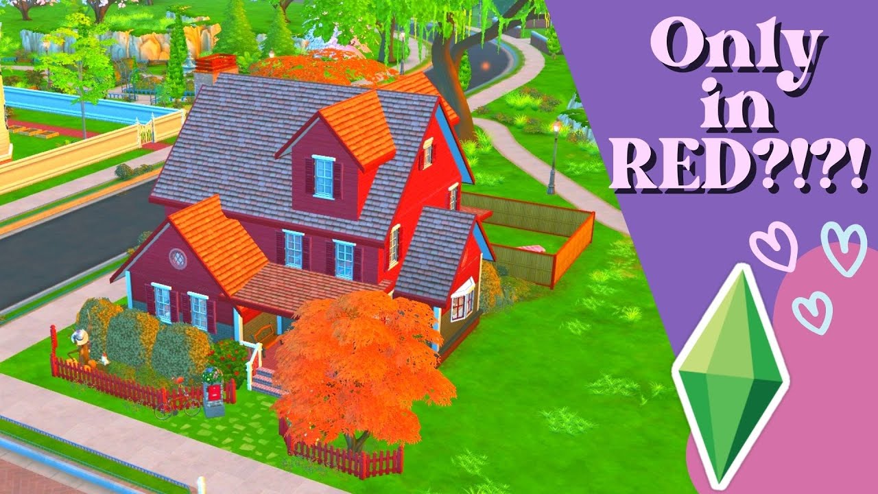 I built a house using only RED in the Sims 4 (speed build) - YouTube