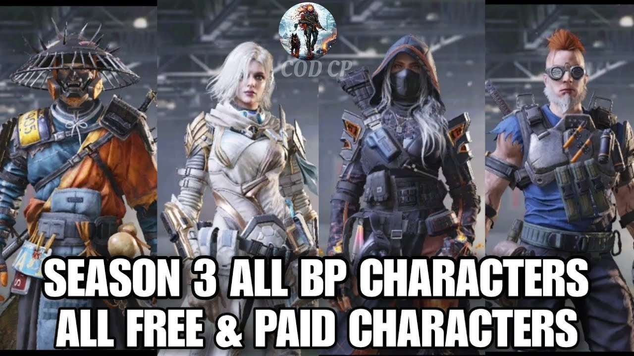 Season 3 All Confirm Battle Pass Characters | Season 3 All Free & Paid ...