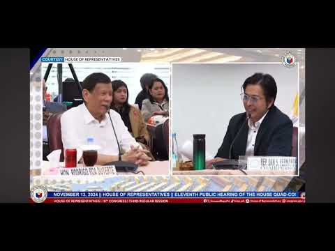 Hon. Rodrigo Roa Duterte Elaborating Rep. Dan Fernandez Question at Quad-Committee House Hearing