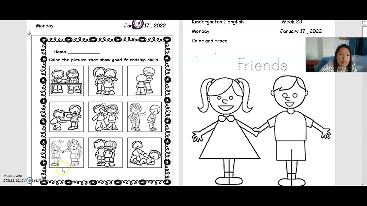 color the picture that shows good friendship skills. - YouTube