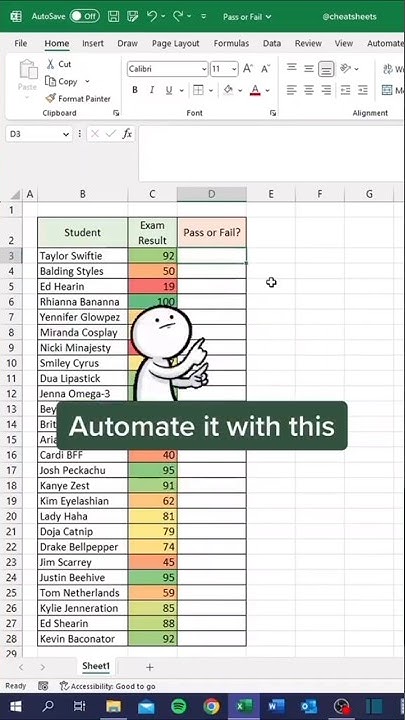 How to assign grades with the IF Function in ms excel | Excel if function | Excel spreadsheet ...