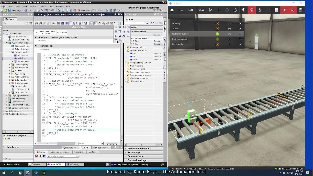 Controlling Entry conveyor and Buffer conveyor Using SCL Code in TIA ...