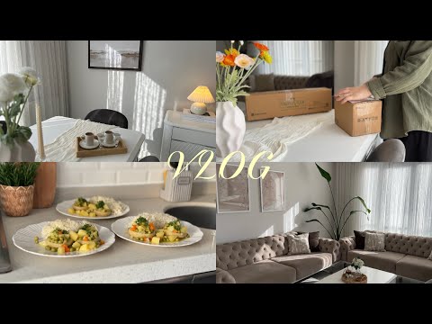 Sessiz Vlog🌿 Salonuma ufak dokunuşlar | kargo açılımı | Enginar yemeği 