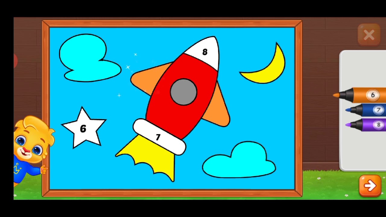 Rocket painting 🆕 Paint By Numbers Game For Kids Kids Learn Game Must ...