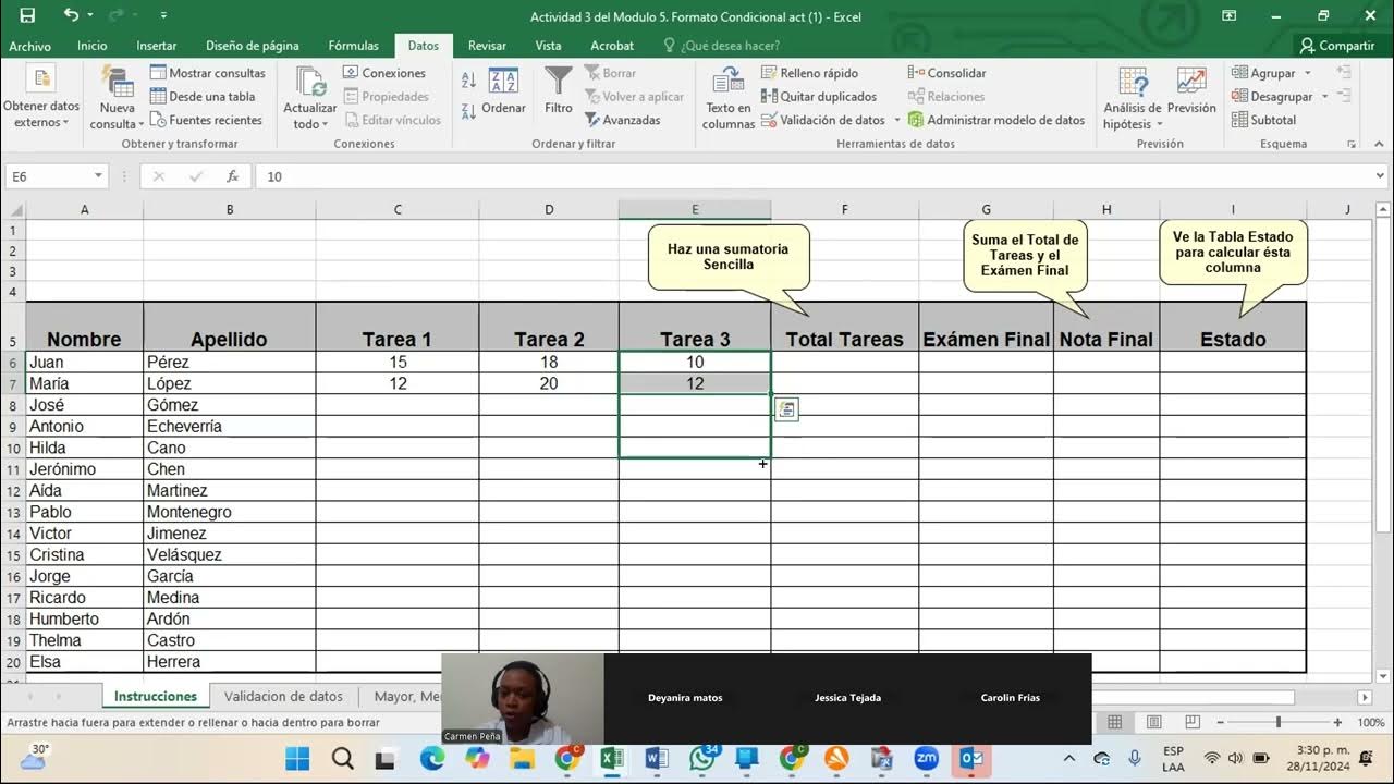 Link clase sincrónica unidad 3 Excel intermedio - YouTube