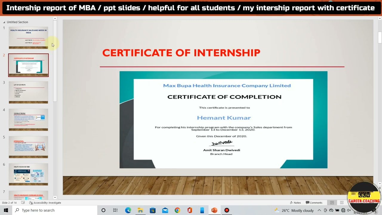 MBA internship report PPT / marketing report _ my experience _my report ...