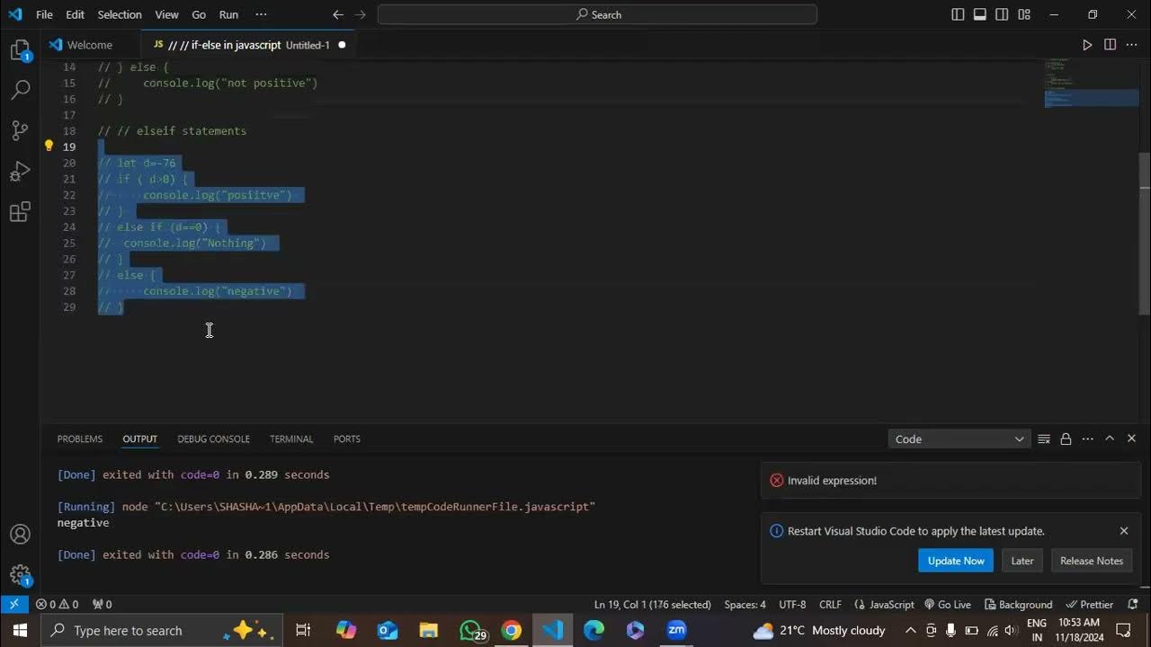 if-else conditions in javascript #javascript #javatutorial #javaprogramming - YouTube