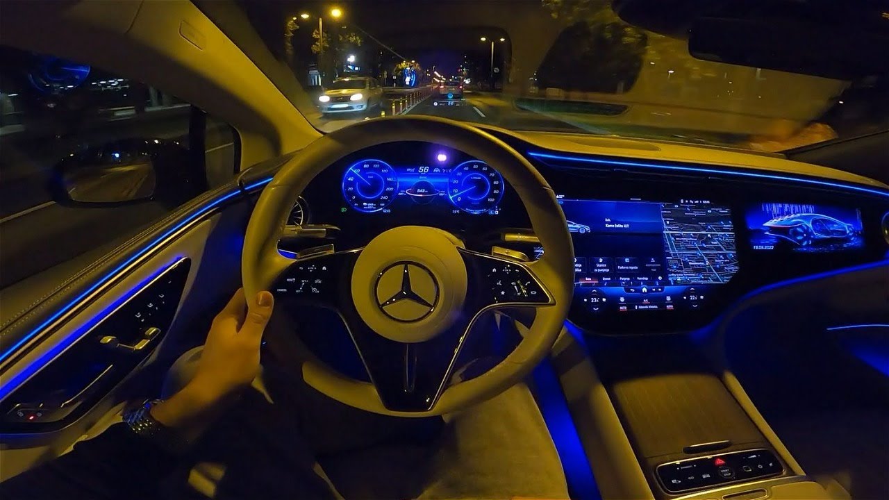 Mercedes EQS 580 - POV DRIVING at night (AMBIENT LIGHT, MBUX) #31 ...