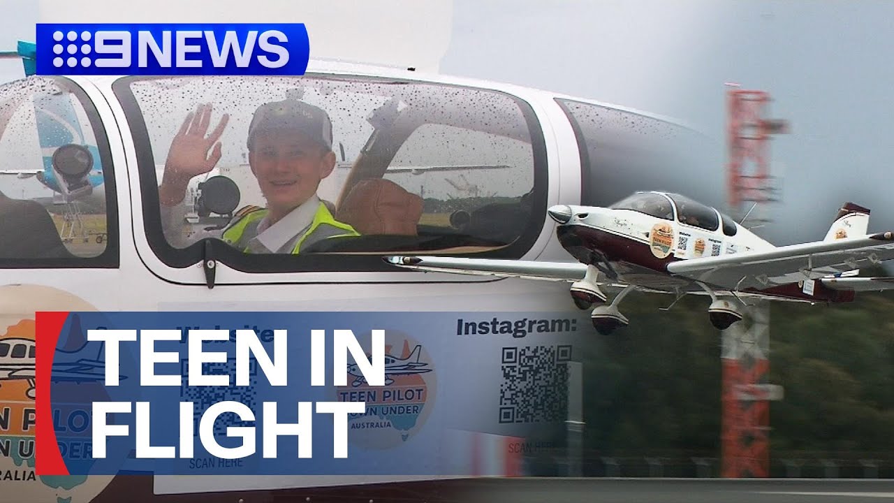 Sky is the limit for teen pilot Byron Waller | 9 News Australia - YouTube