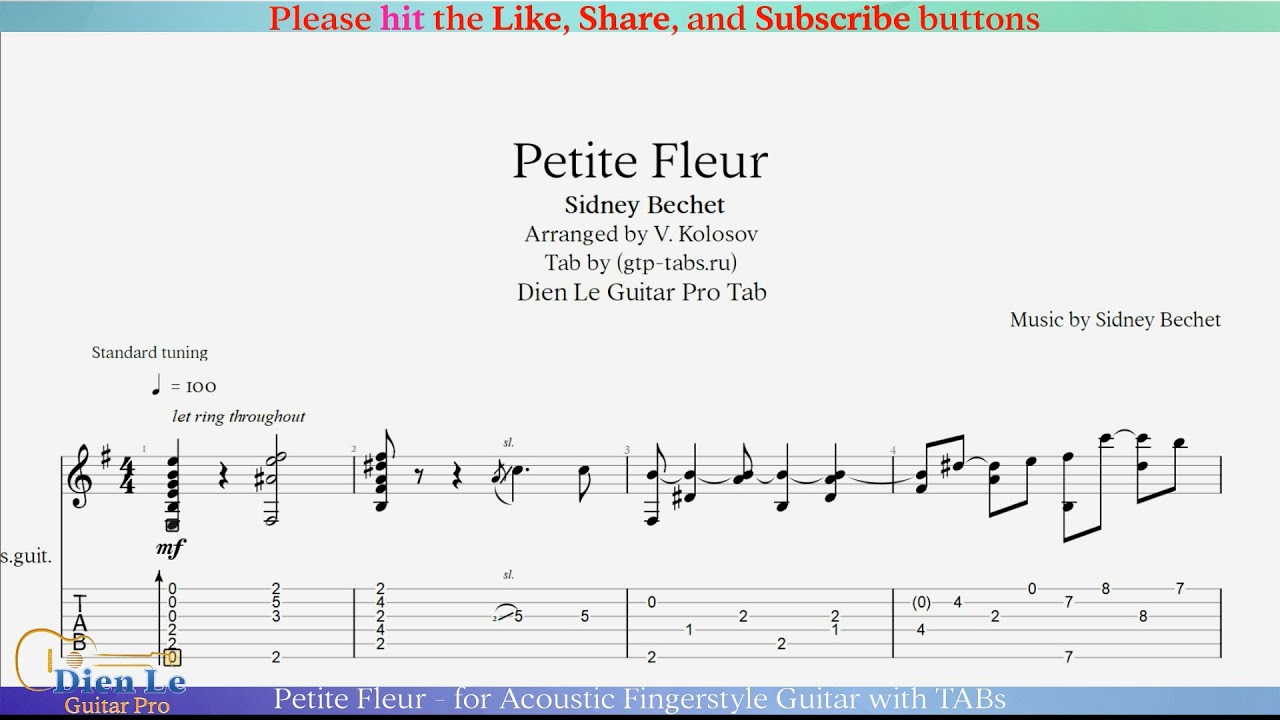 Petite Fleur - for Acoustic Fingerstyle Guitar with TABs - YouTube