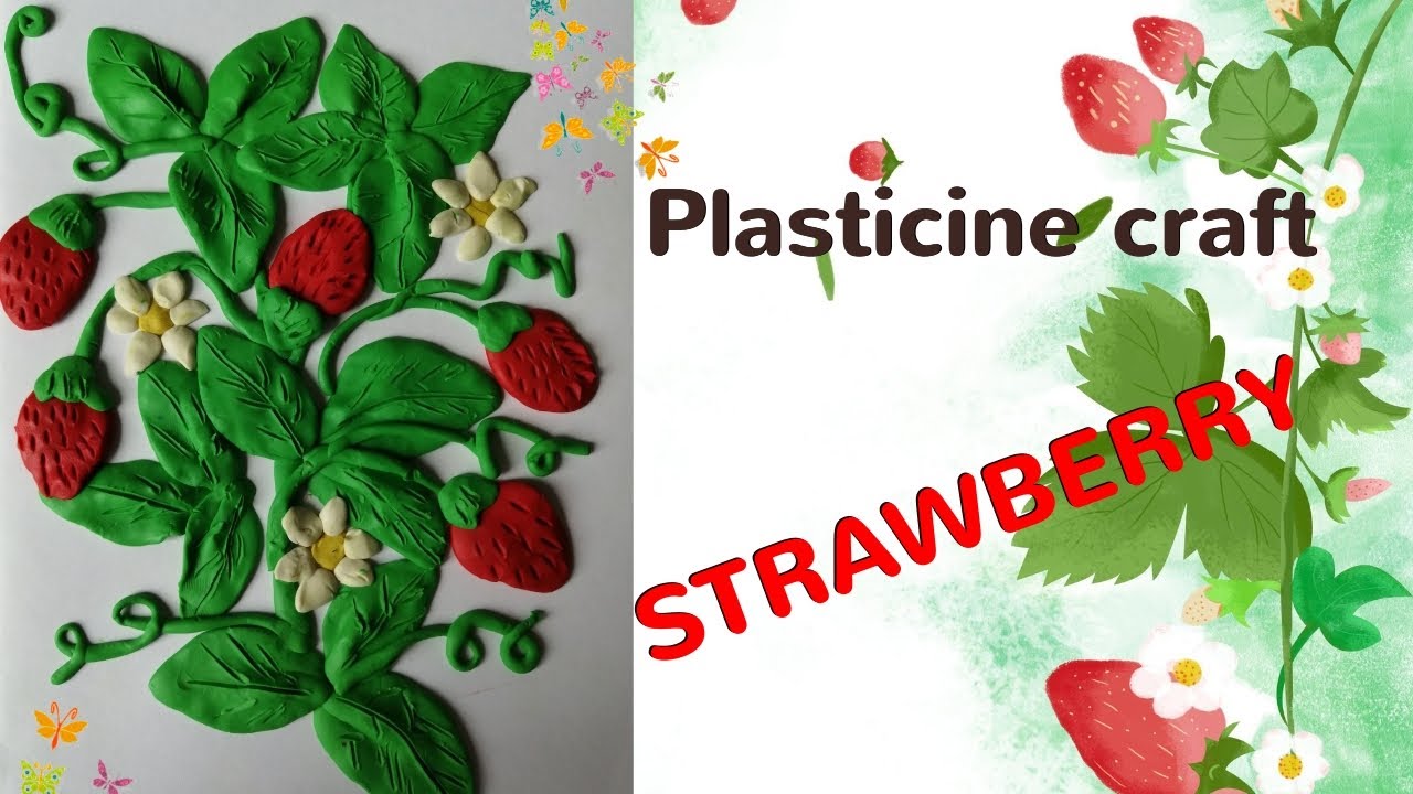 Plasticine craft. Strawberry on paper. Hand-made article from ...