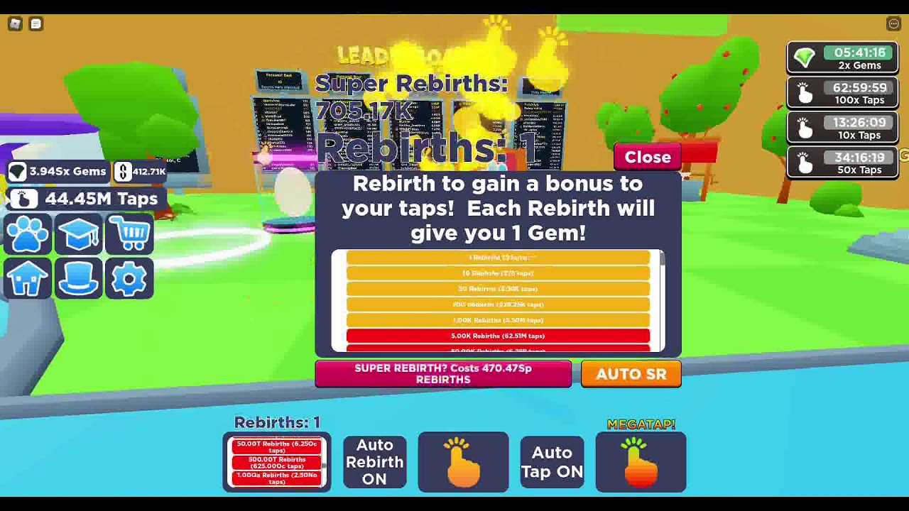 HOW TO SUPER REBIRTH IN 1-2 SECONDS ON TAPPING SIMULATOR! - YouTube