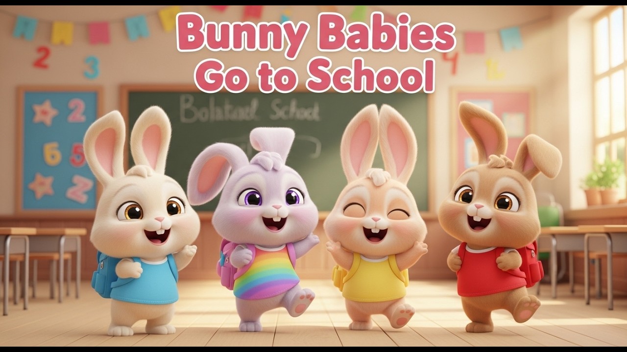 Bunny Babies Go to School 🐰🎒 | Cute Preschool Learning Song for Kids ...