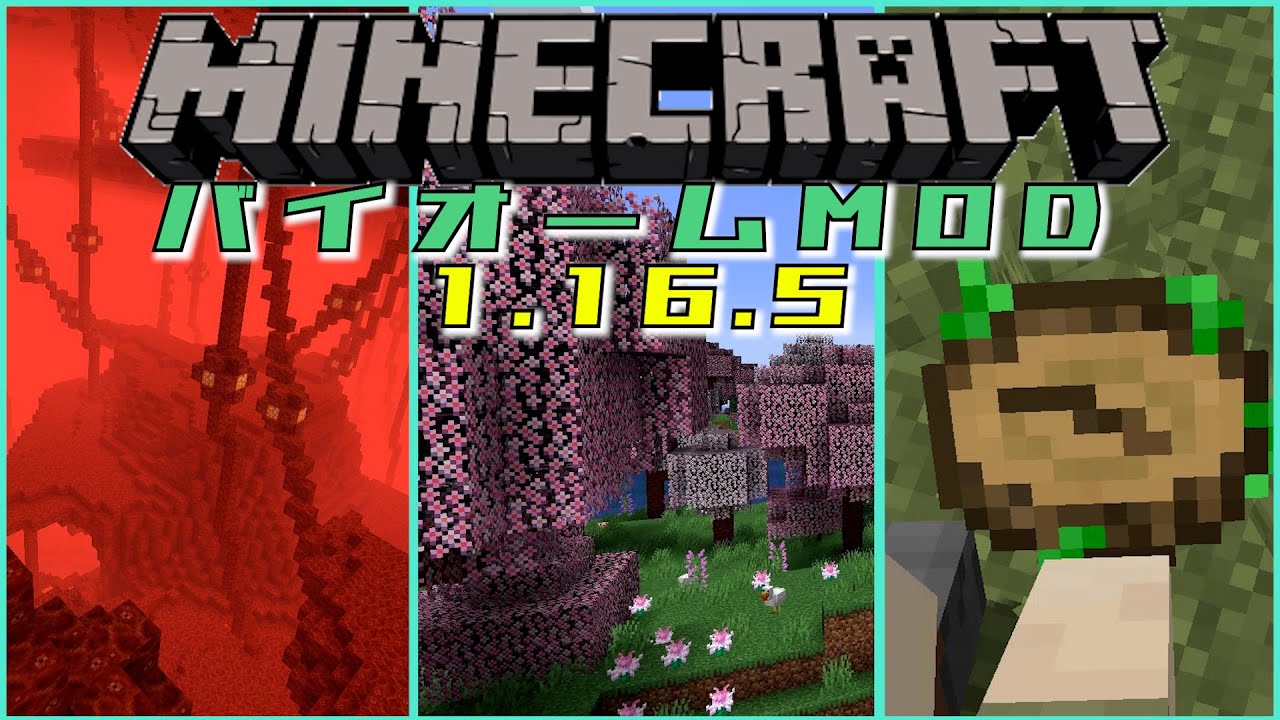 【マインクラフト1.16.5】景色が変わるバイオームMOD5選‼︎【Minecraft1.16.5】 - YouTube