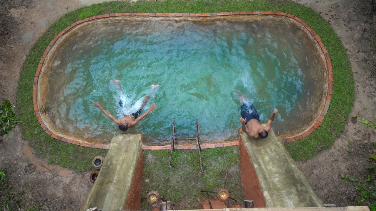 Build The Most Primitive House And Water Slide To Deep Swimming Pools ...