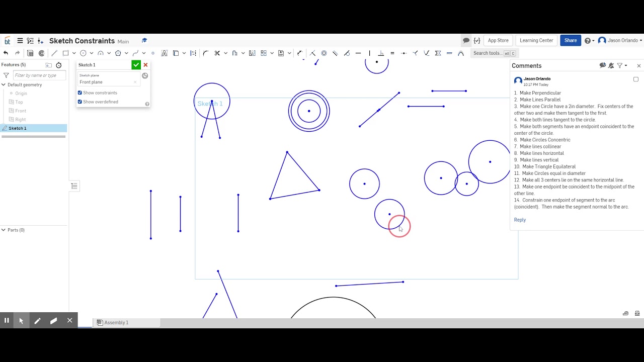 Onshape Sketch Constraints Part2 - YouTube