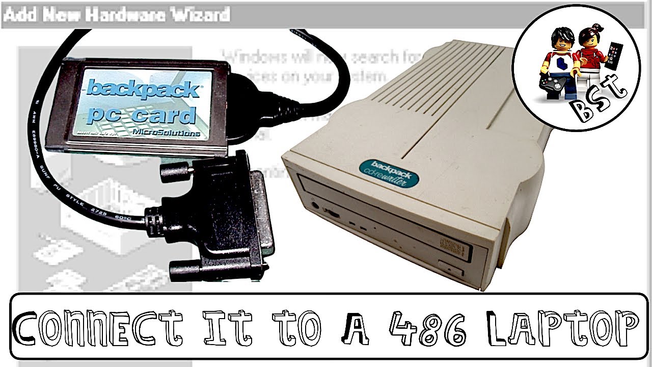 Using an external Backpack CDROM drive with an old 486 laptop - YouTube