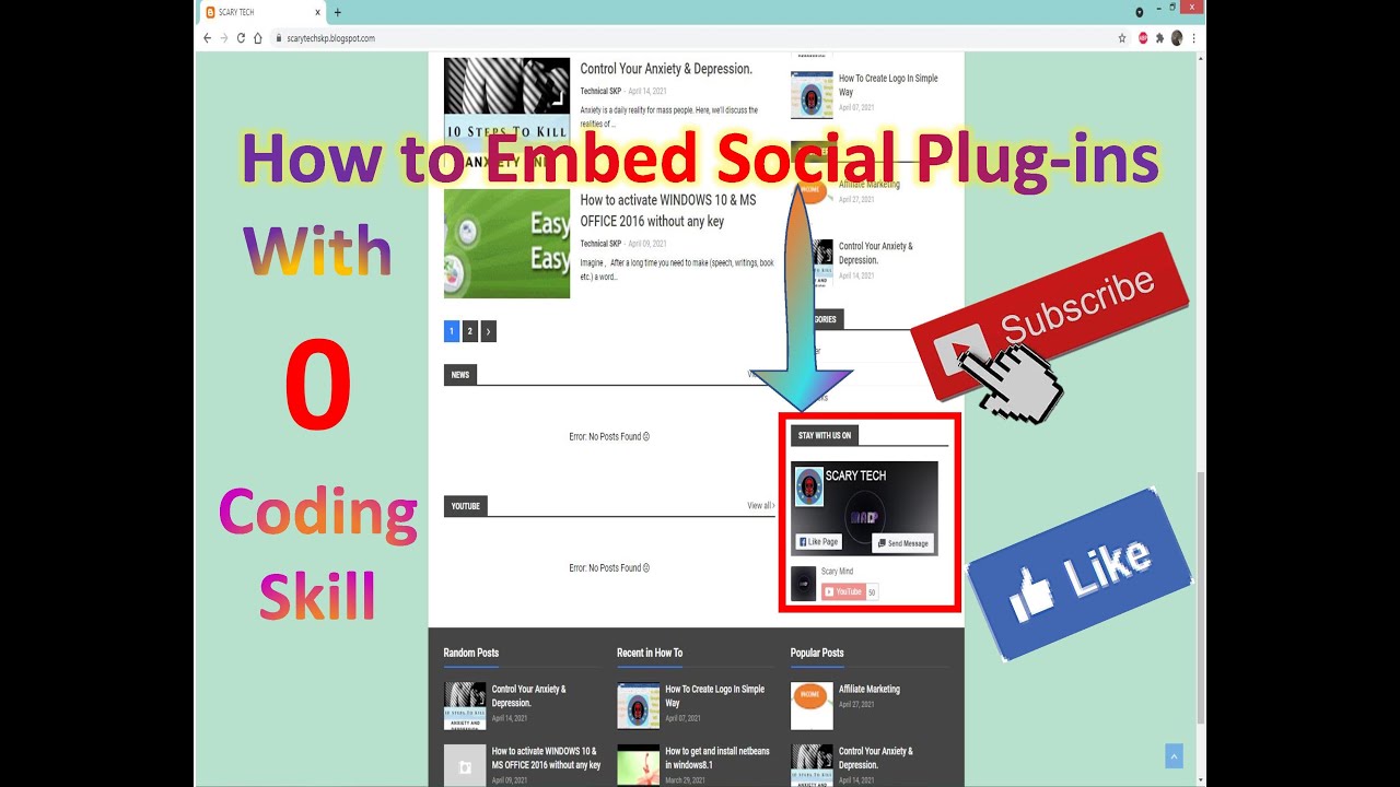 How to embed social plugins in blogger | Add FB & YT Icons in Blogger ...