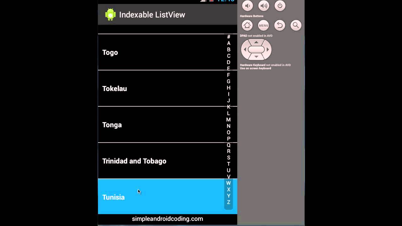 Indexable ListView sur Android - YouTube