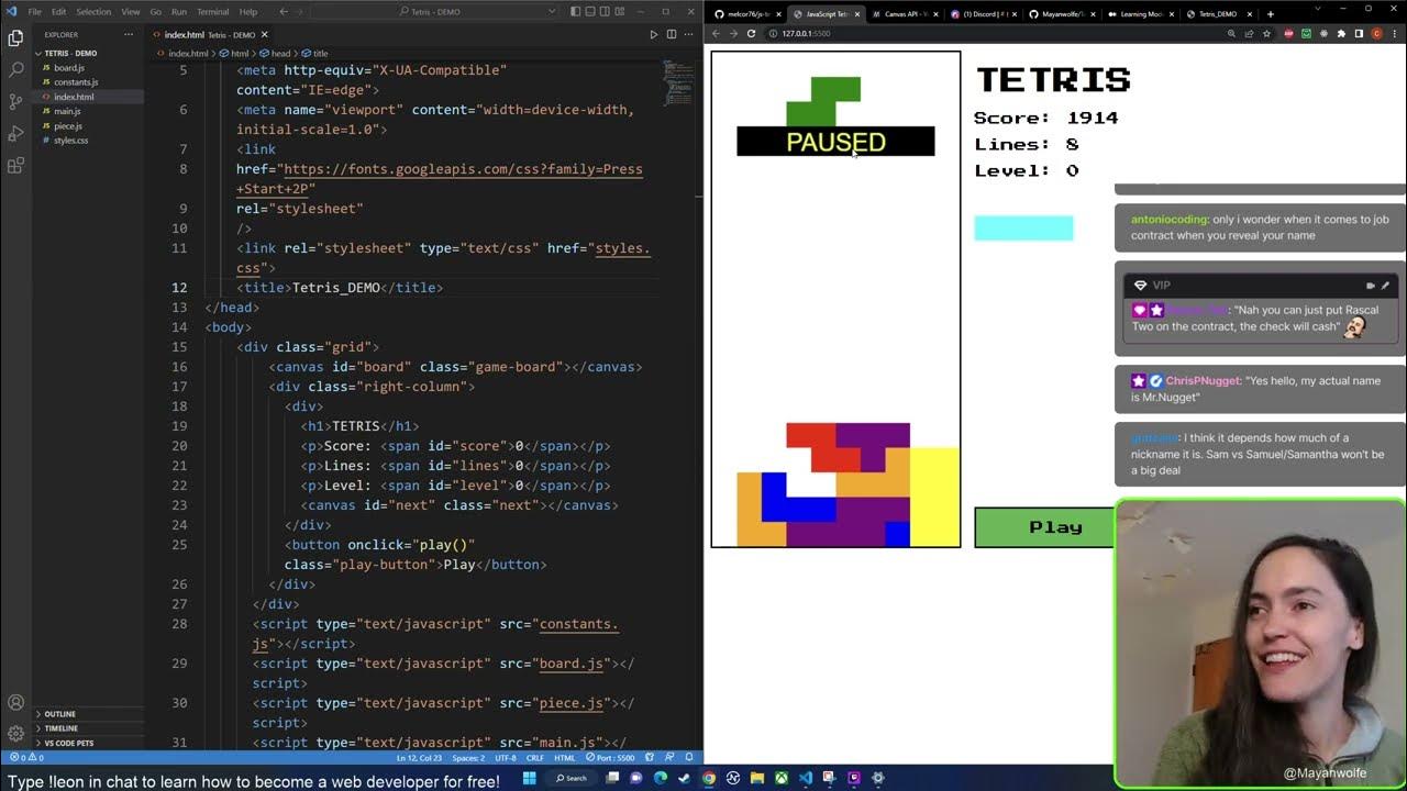 Let's Build Tetris With the Canvas API! #100Devs - YouTube