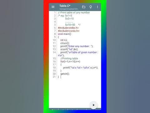 Print Table in C #table #coding #c ‎@coding.w0rld - YouTube