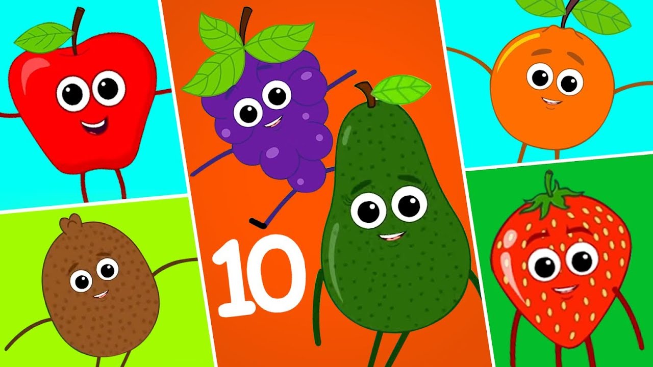 Ten Little Fruits Jumping On The Bed Song & Nursery Rhyme for Kids ...