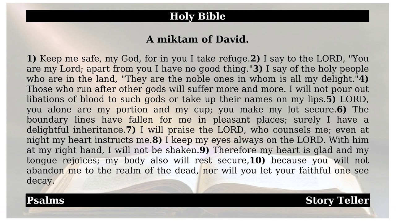 Psalms - Chapter 16 - A miktam of David. | The Holy Bible - YouTube