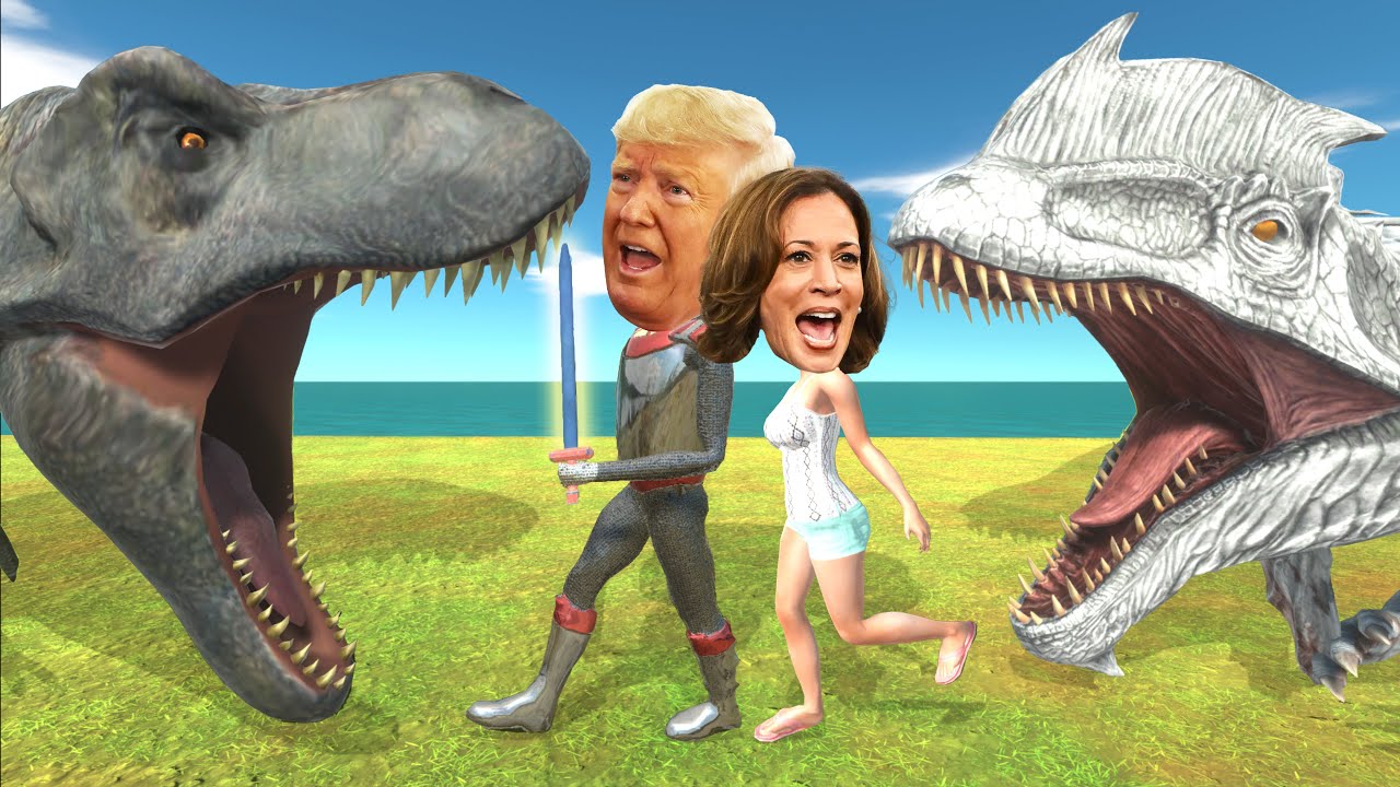 Donald Trump and Kamala Harris in Jurassic World - YouTube