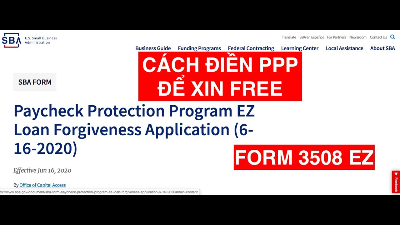 CÁCH ĐIÊ`N PPP | FORM 3508EZ ĐỂ XIN FREE PPP LOAN | XIN 100%%% KHONG ...