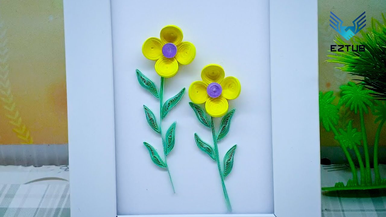 Beginner Tips Quilling Yellow Flowers on Green Grass | Learn To Make ...
