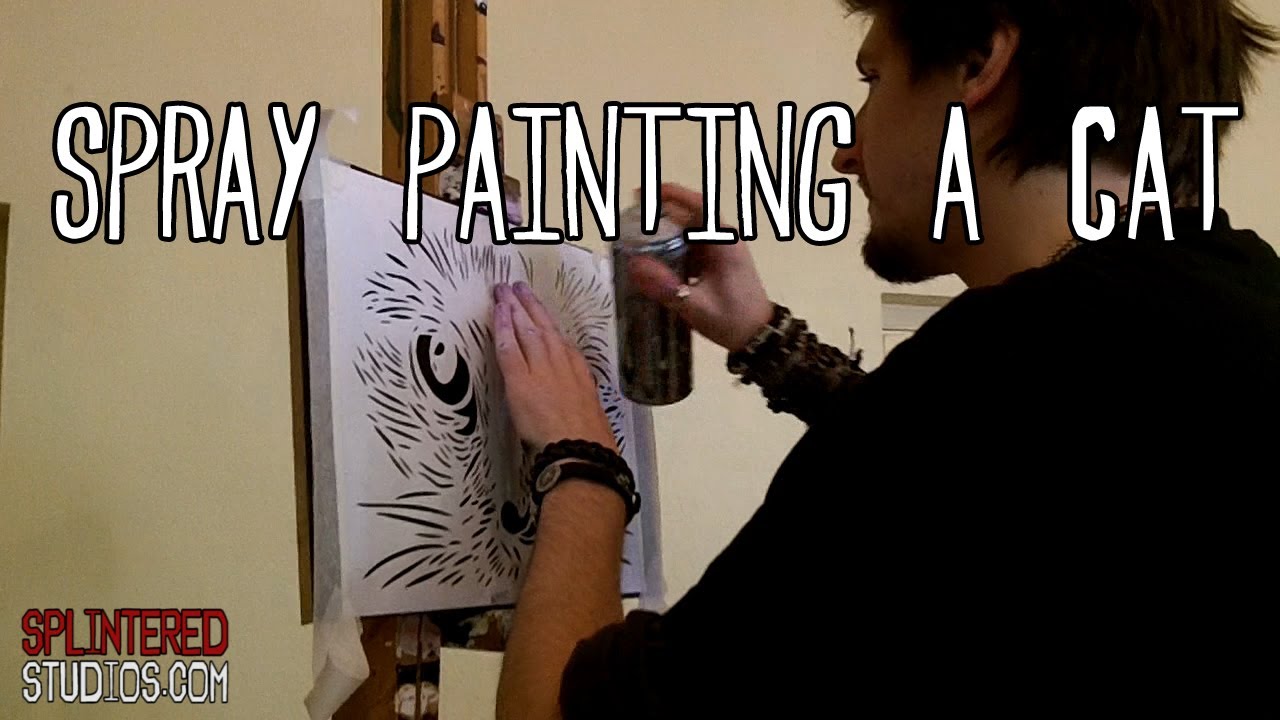 SPRAY PAINTING A CAT - Stephen Quick - Stencil Art - YouTube