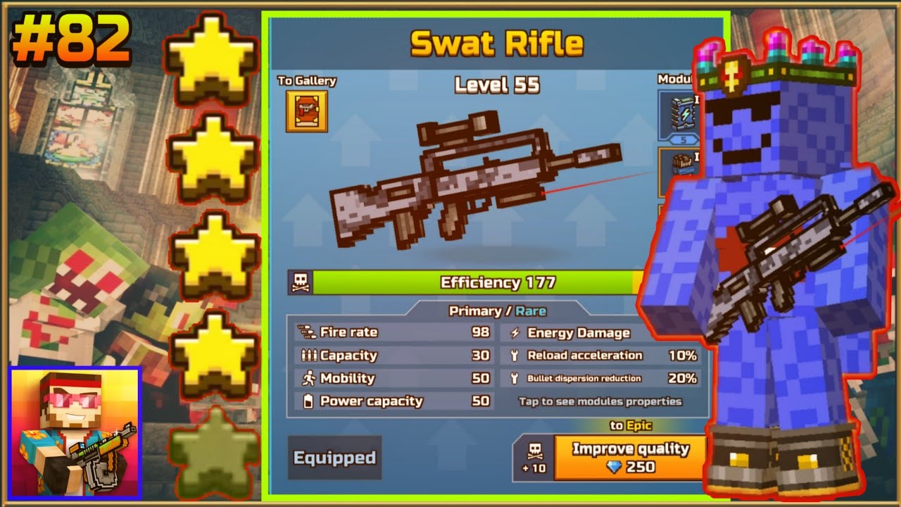 Pixel gun 3d. Walkthrough part 82. {Swat Rifle lvl.55;Gameplay & Review ...