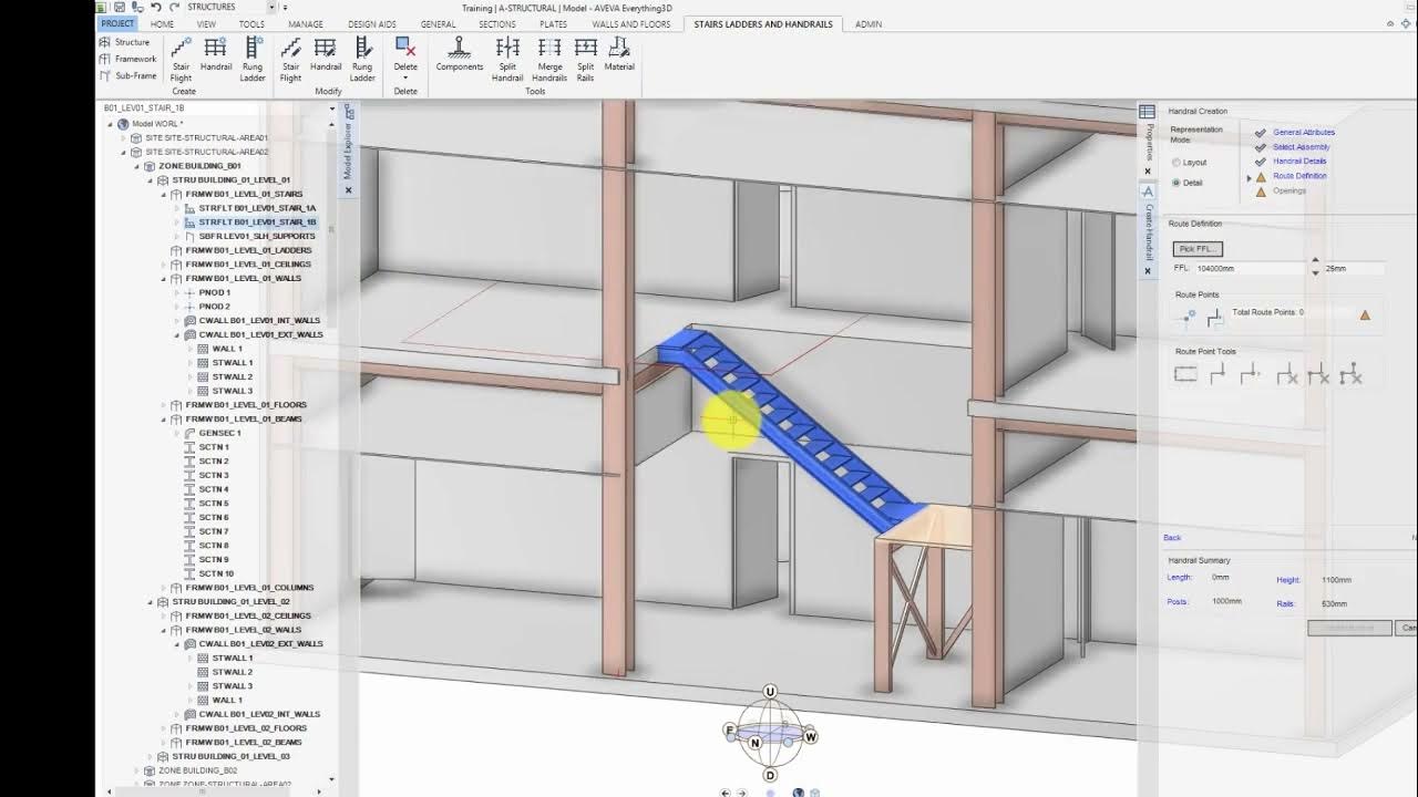 AVEVA E3D | LESSON 5.2 - STAIR LADDER HANDRAIL - YouTube
